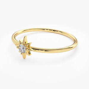 14K Gold Diamond Ring / North Star Stacking Ring / Astrology Ring ...