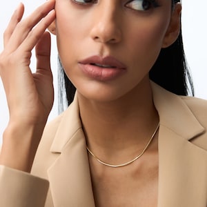 14k Gold Italian Snake Chain Necklace 2.4MM, Herringbone Necklace, Flat ...