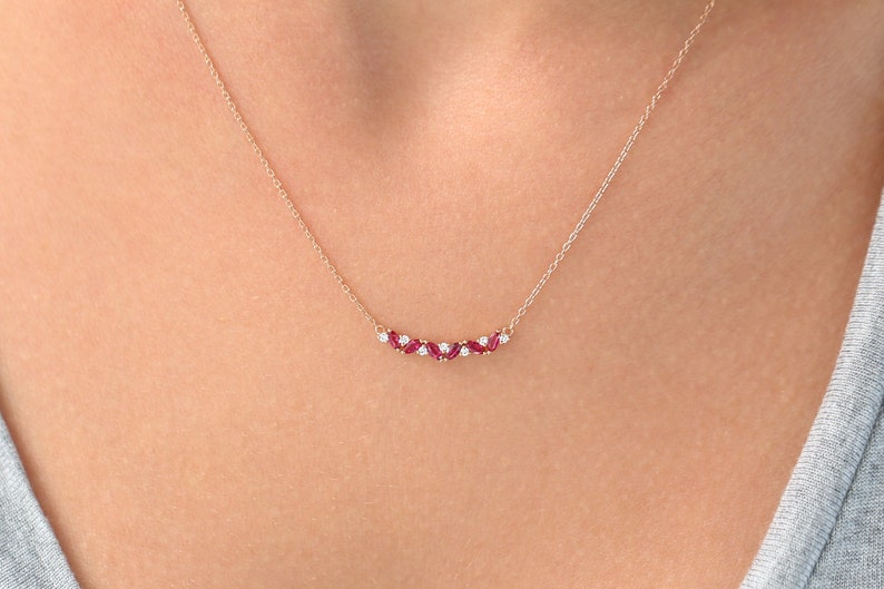 Ruby Necklace / Genuine Ruby Necklace in 14k Gold / Unique | Etsy