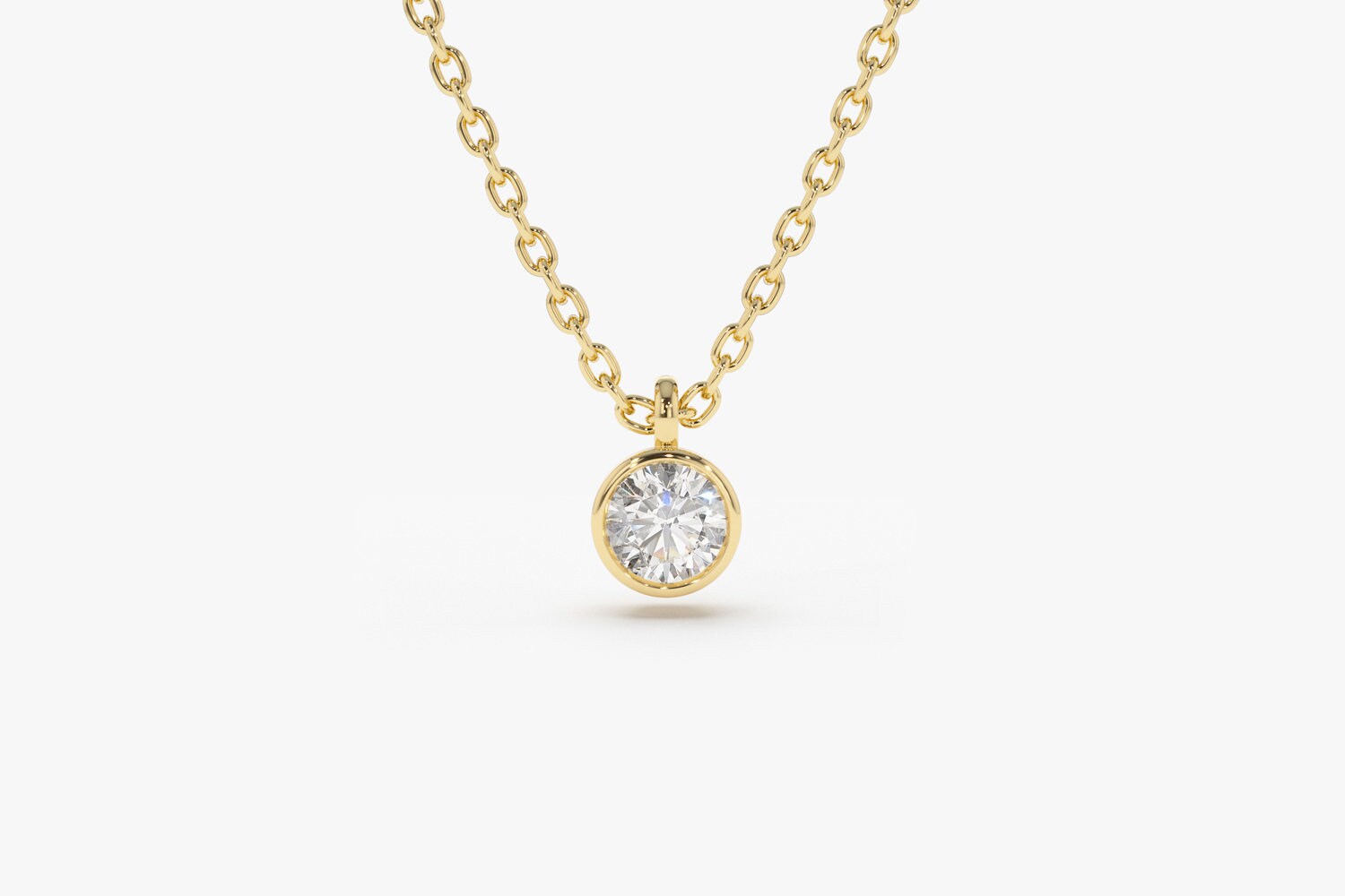 Diamond Necklace / 0.15ctw Diamond Solitaire Necklace 14k Gold ...