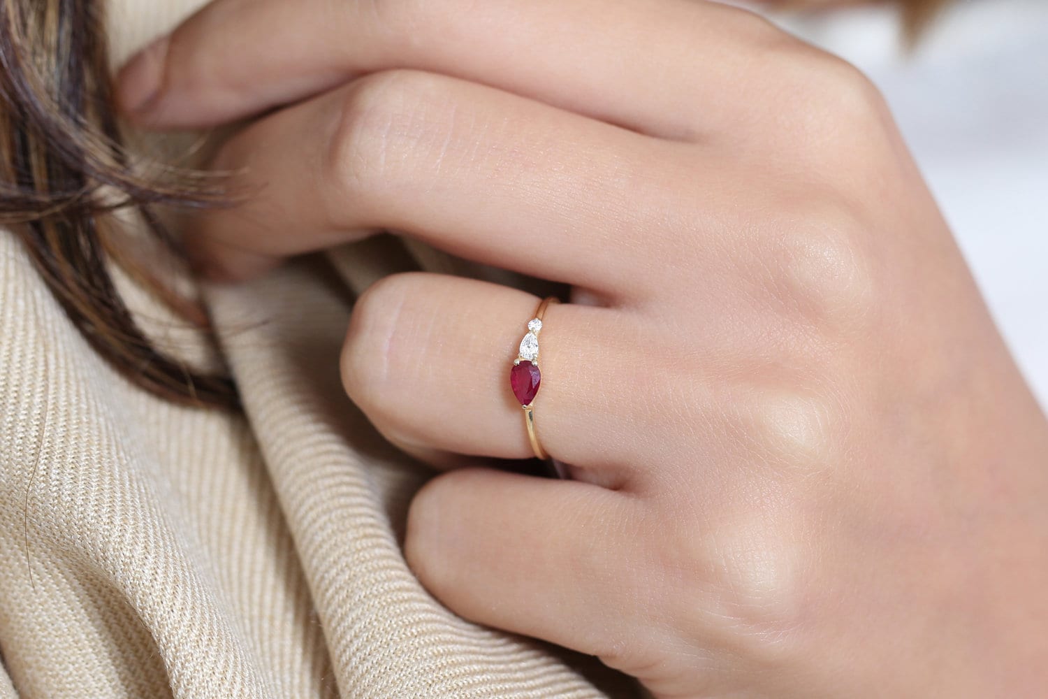 Ruby Ring / 14k Gold Pear Shape Natural Ruby With Pear Shape - Etsy UK