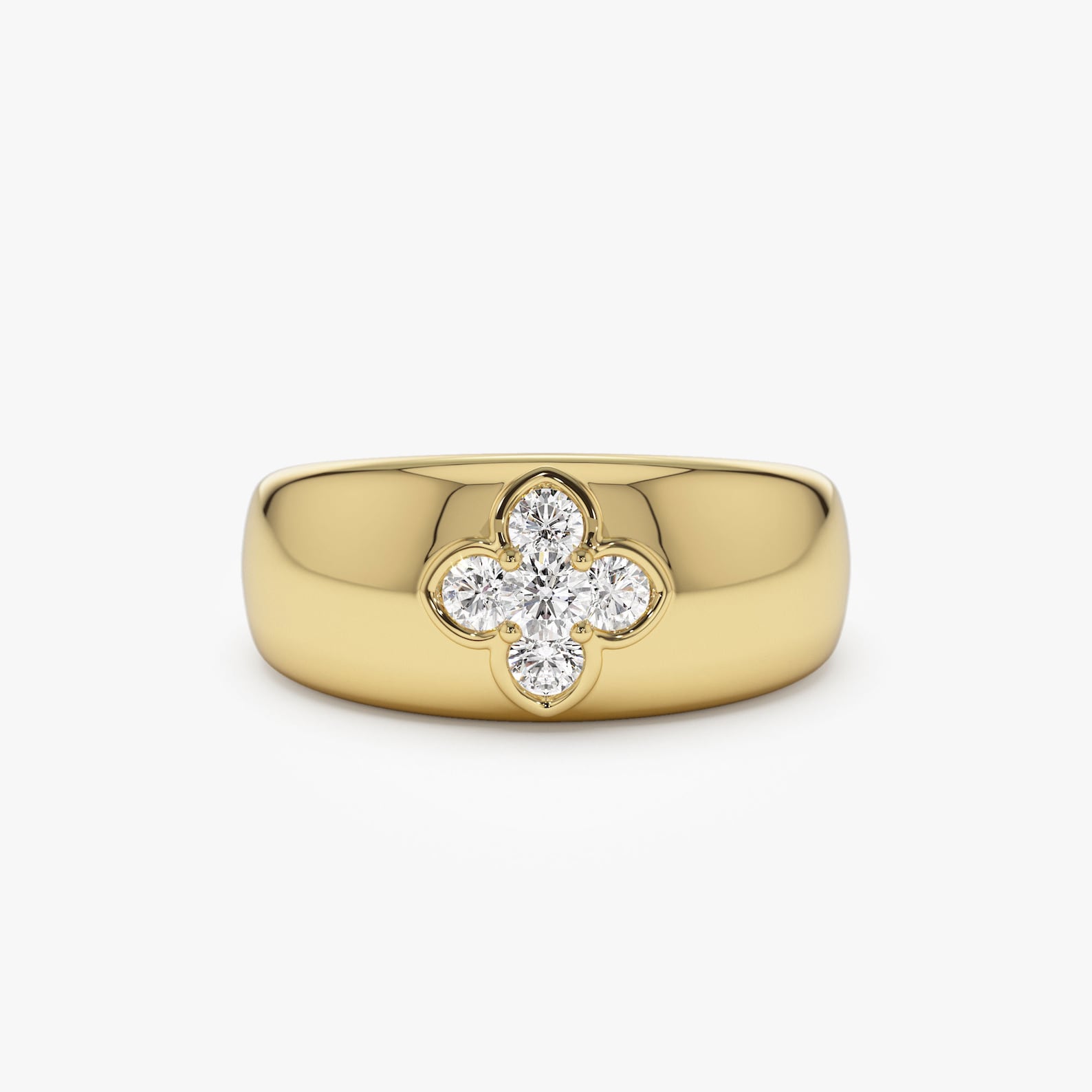 14k Gold Chunky Diamond Clover Ring by Ferkos Fine Jewelry, Statement ...