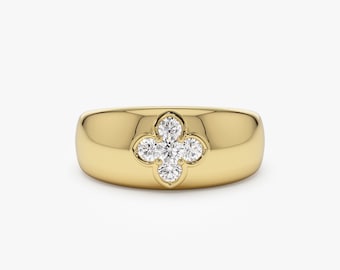 Diamond Starburst Ring / 14k Solid Gold Star Setting Diamond Ring ...
