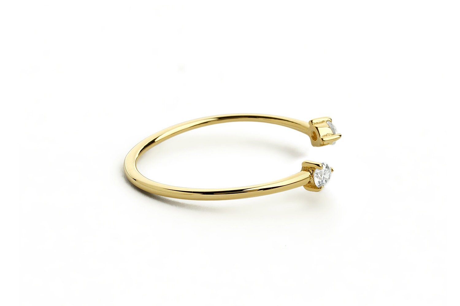 Dual Diamond Ring / 14k Gold Diamond Cuff Ring / Open Design - Etsy ...