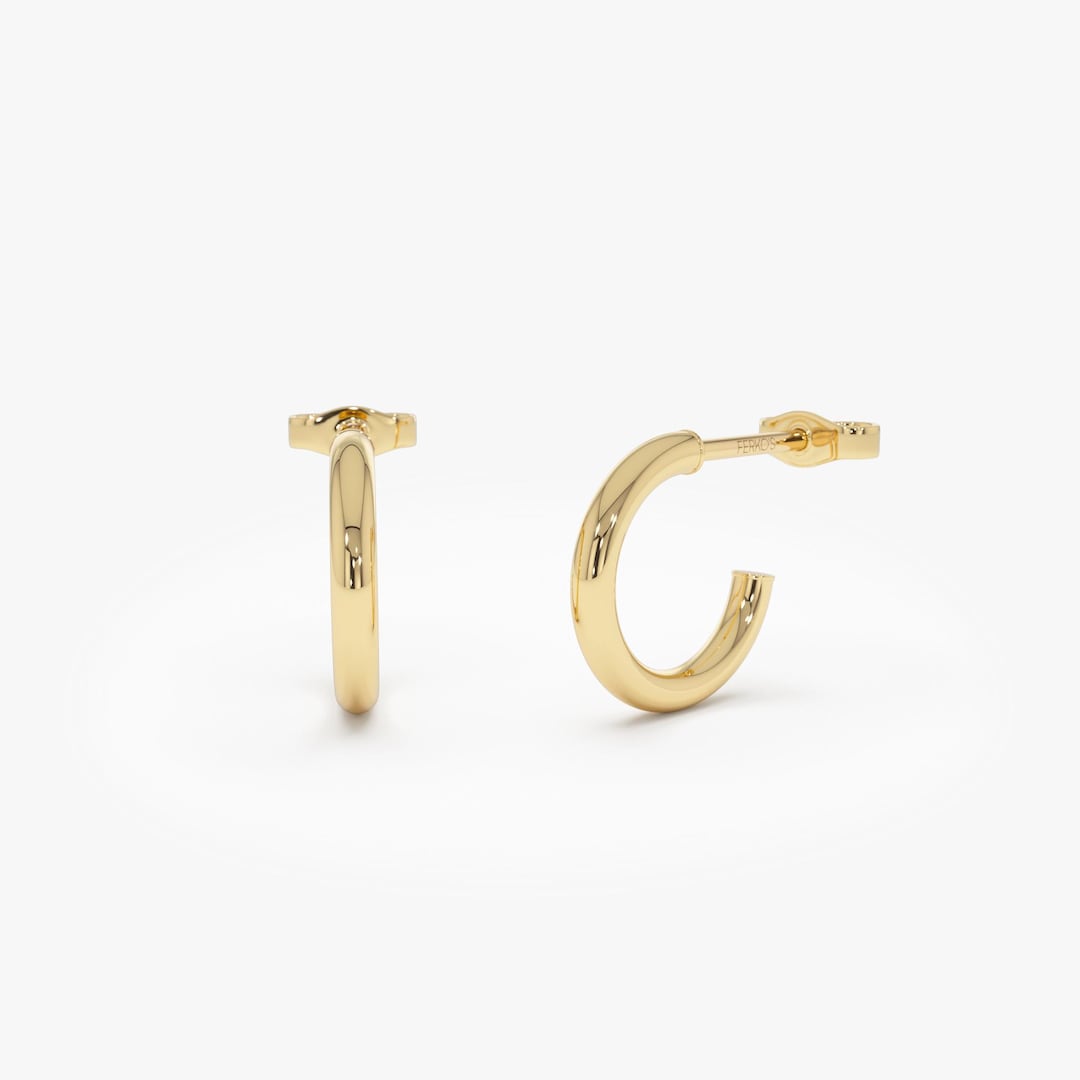 Tiny Gold Hoop Earrings, 14K Gold Hoops, Simple Hoops, Small Gold Hoops ...