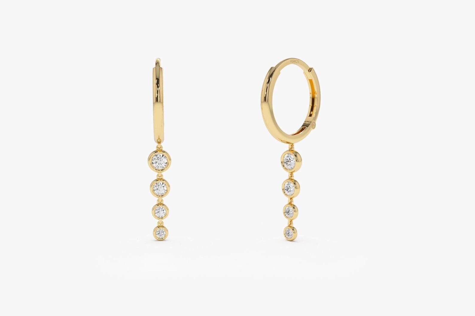 Dangle Earrings / Diamond Earrings / 14k Gold Dangling Diamond Drop ...