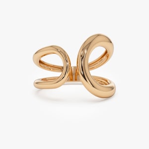 Statement Gold Ring, 14k Solid Gold Unique Design Bold Gold Ring for ...