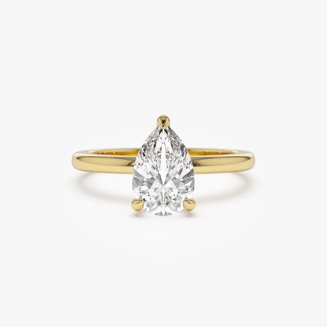 Pear Shape Engagement Ring, 0.75 - 1.50 Ctw 14k Gold Prong Setting Pear ...