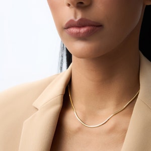 14k Gold Italian Snake Chain Necklace 2.4MM, Herringbone Necklace, Flat ...