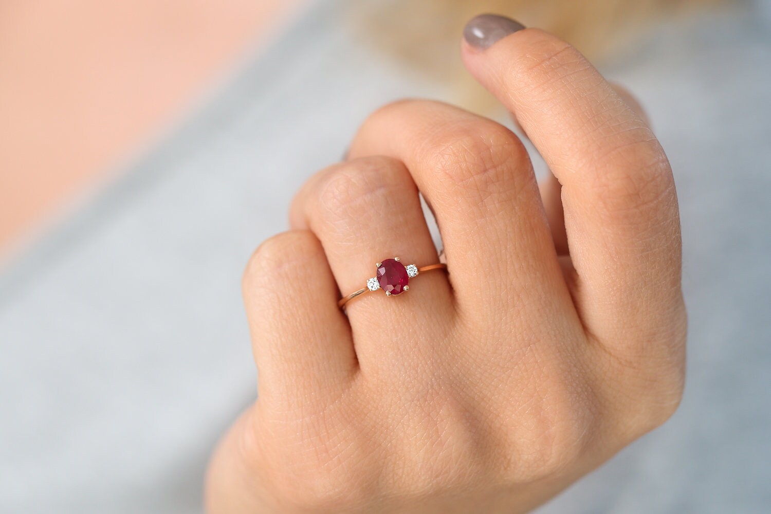 Ruby Ring / Ruby Engagement Ring in 14k Gold / Oval Cut | Etsy