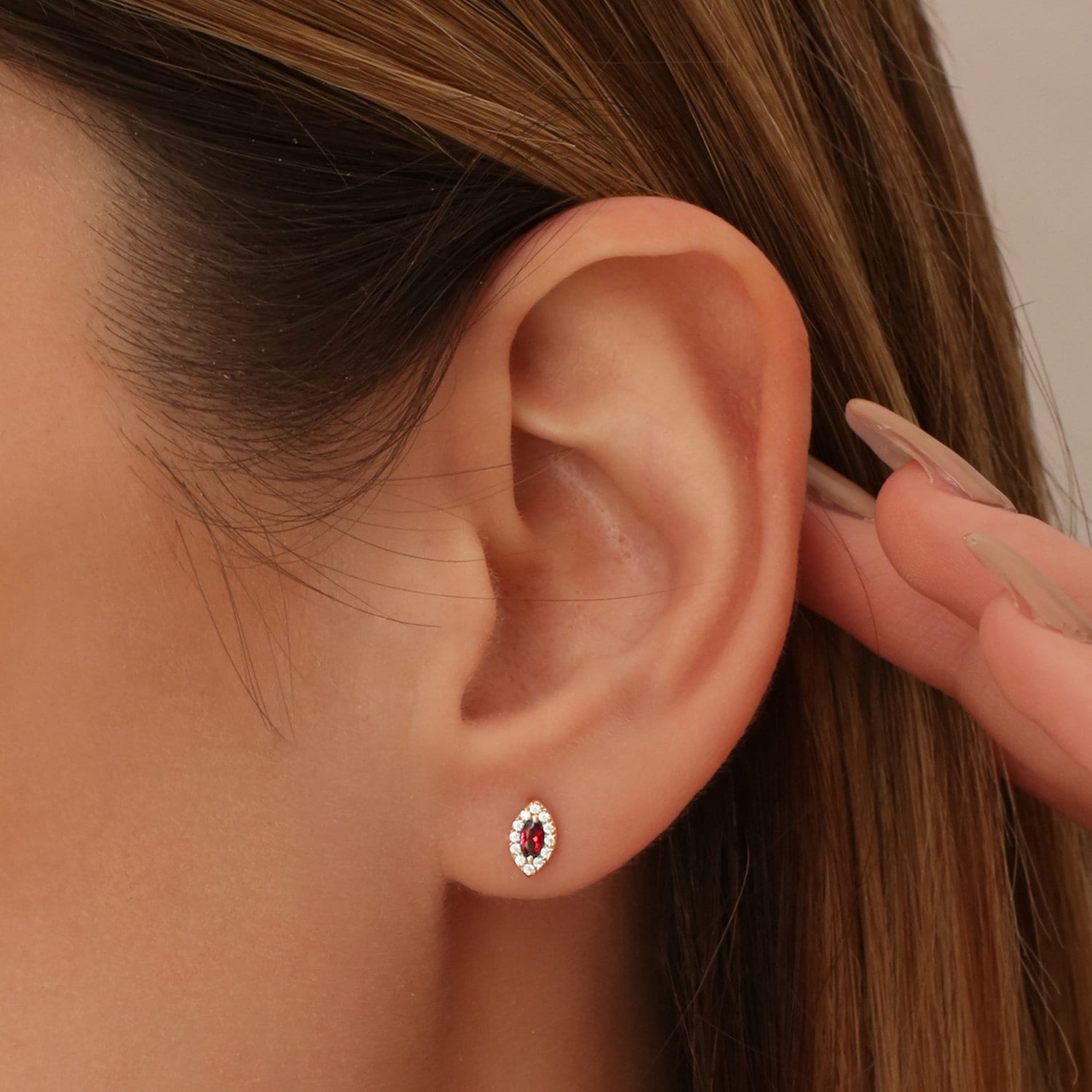 Marquise Ruby Earrings / 14k Gold Marquise Ruby Halo Setting - Etsy