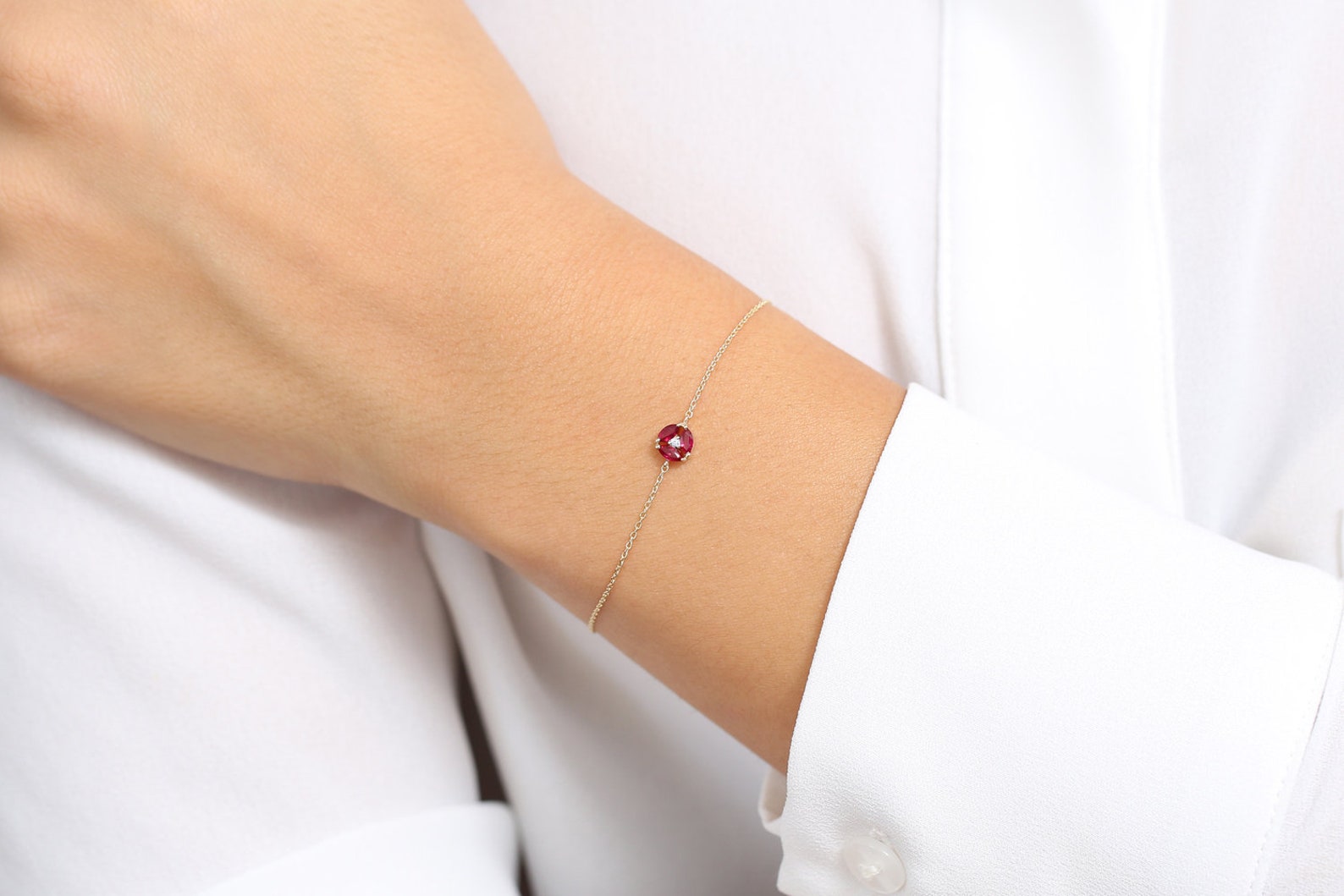 Ruby Bracelet / Ruby Cluster Bracelet in 14k Solid Gold/ - Etsy