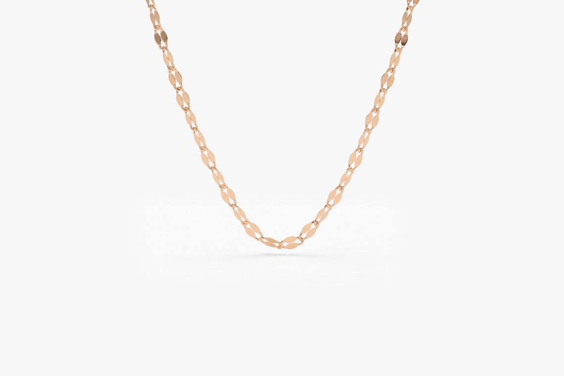 14K Gold Sparkle Chain Necklace / Diamond Cut Gold Necklace / - Etsy