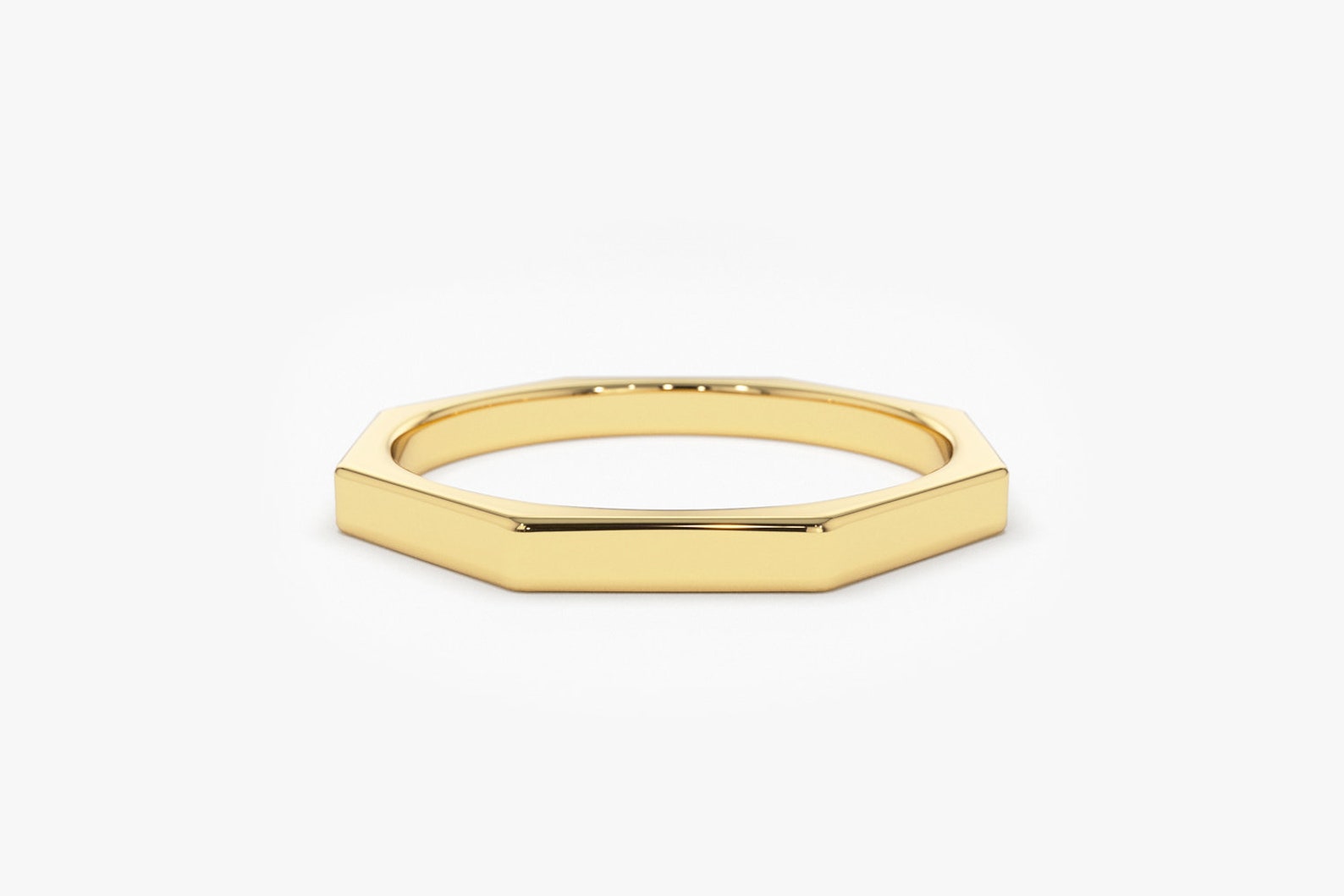 Octagon Gold Ring / 14k Solid Gold Ring / Minimalist Geometric | Etsy