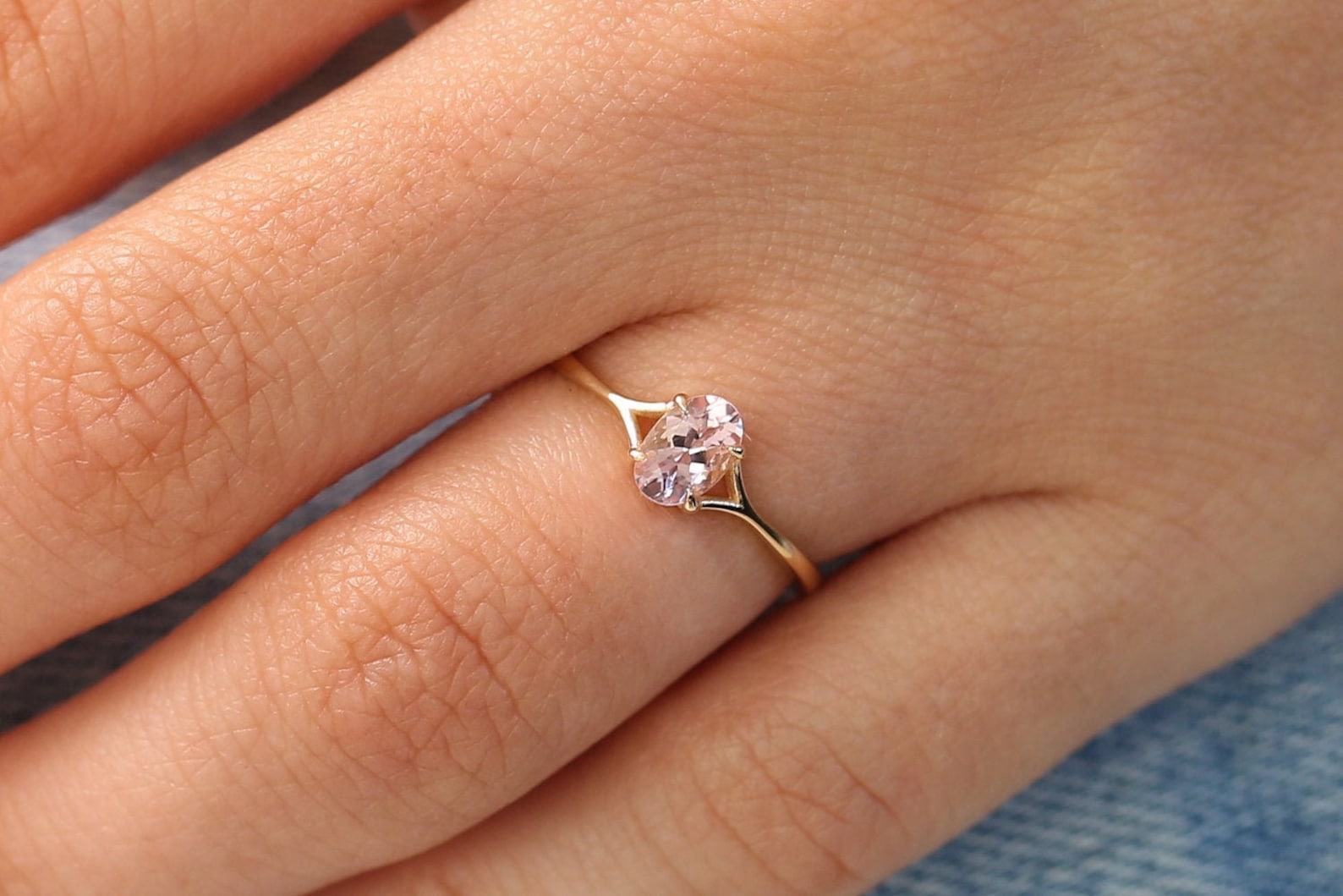 14k Gold Morganite Ring / Natural Morganite Promise Ring / Classic ...
