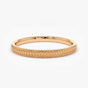 Gold Wedding Band in 14k Gold/ Herringbone Eternity Ring / Chevron Ring ...