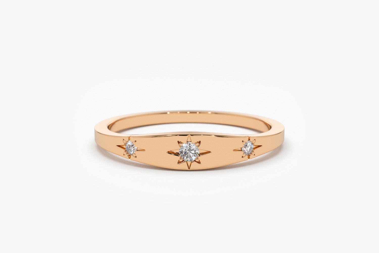 Star Setting Diamond Stacking Ring / 14k Gold Dainty Delicate - Etsy ...