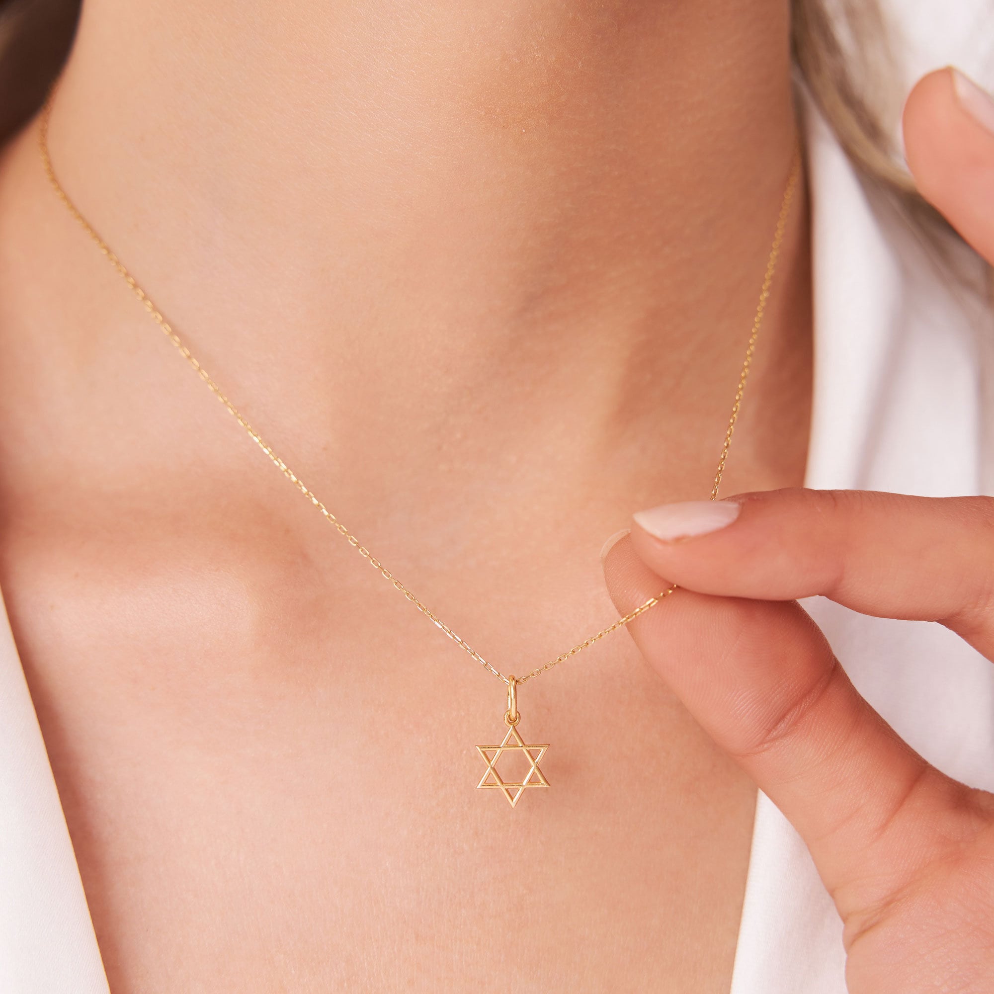 14K Solid Gold Star of David Necklace / Solid Gold Jewish Star Necklace ...