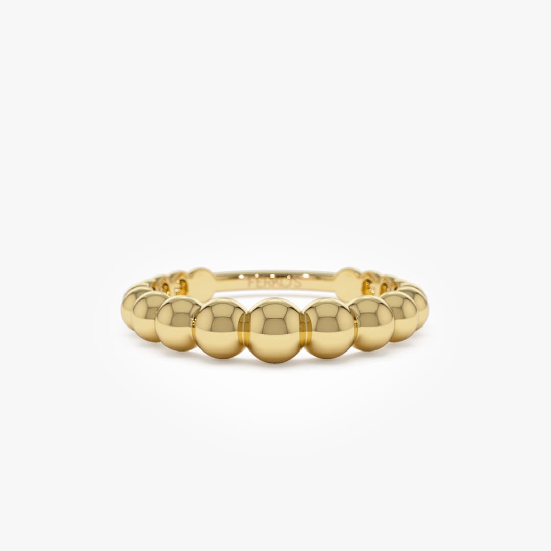 14K Gold Bead Ring, 4MM Bead Graduating Gold Ring, Gold Wedding Band ...