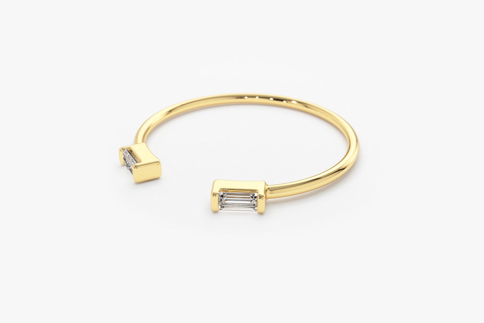 Diamond Baguette Ring/ Open Design 14k Gold Baguette Cut | Etsy