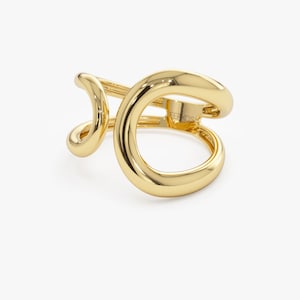 Statement Gold Ring, 14k Solid Gold Unique Design Bold Gold Ring for ...