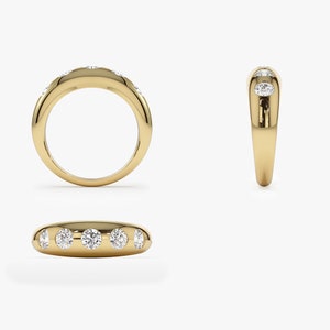 Diamond Ring / 14k Solid Gold Chunky Diamond Ring / 0.90 Ctw Diamond ...