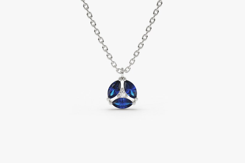 Blue Sapphire Necklace / Genuine Sapphire Necklace in 14k Gold / Unique ...