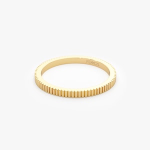 Gold Ring / 14k Solid Gold 1.5MM Ribbed Ring / Stackable Gold Ring ...