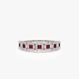 Fine Jewelry / Ruby Diamond Ring / 14k Gold Princess Cut Ruby With ...