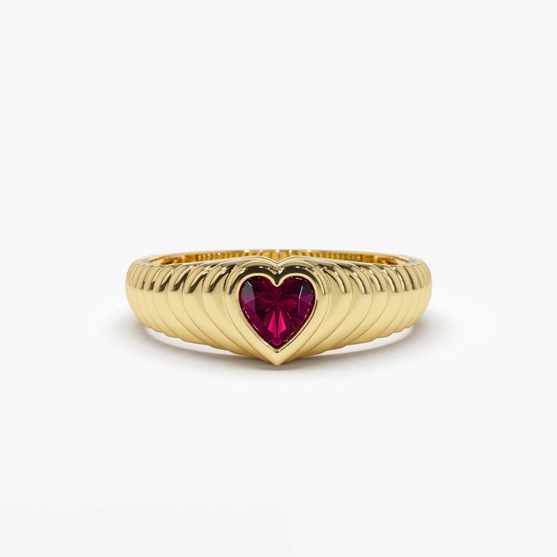 Heart Shaped Ruby Ring / 14k Heart Shape Natural Ruby Beveled - Etsy