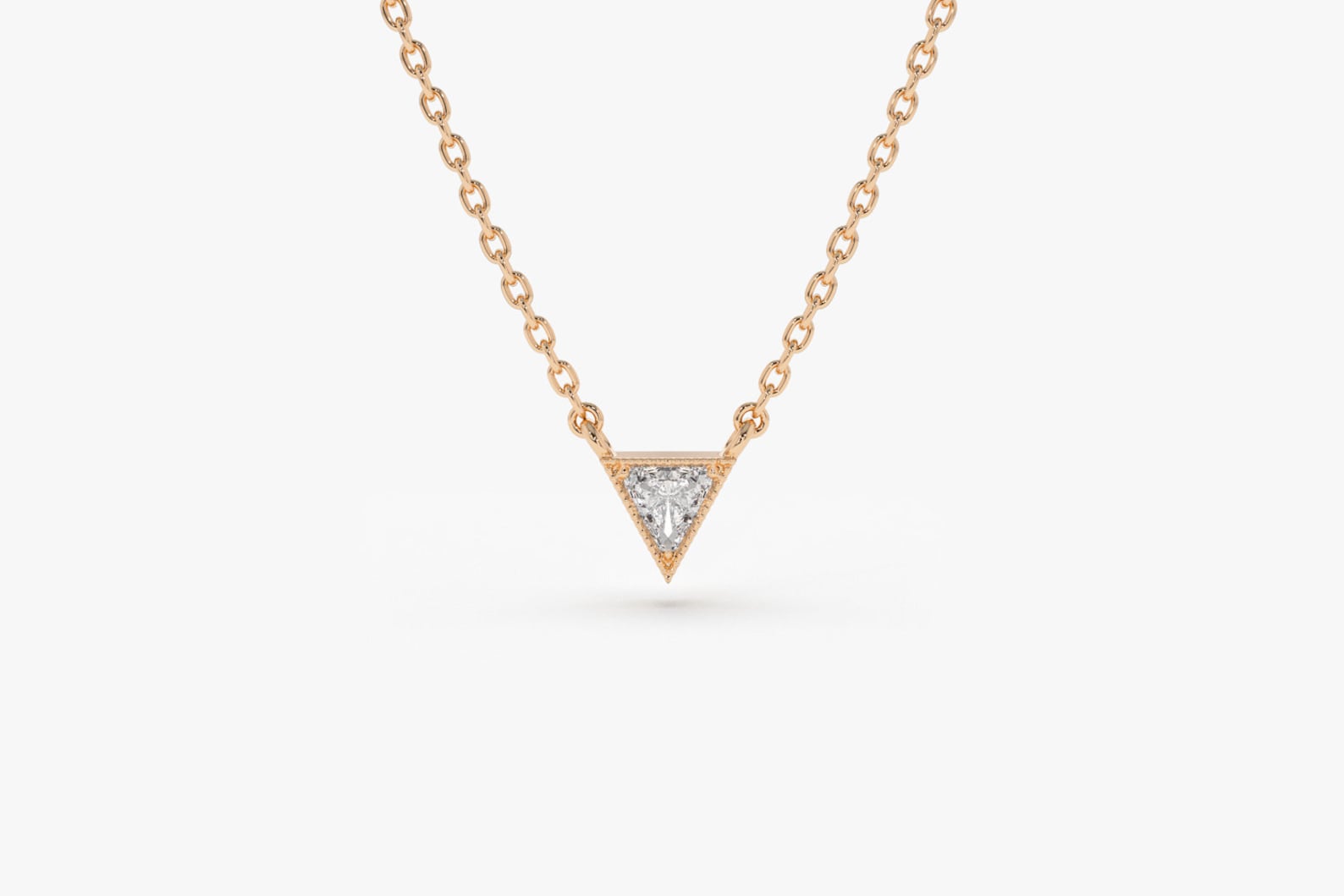 Trillion Diamond Necklace / 14k Triangle Cut Diamond Solitaire ...