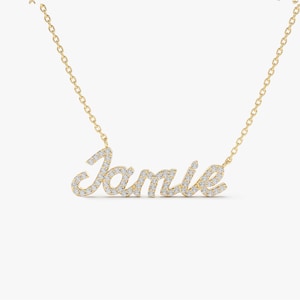Diamond Name Necklace, 14k Gold Personalized Diamond Name Necklace, My ...