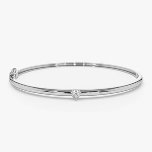 Solitaire Diamond Bangle Bracelet, 14k Gold Round Diamond Bracelet ...