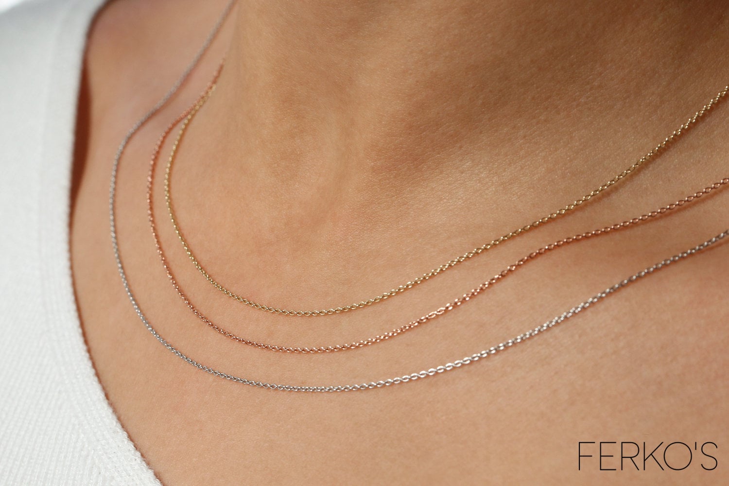 Gold Chain / 14k Solid Cable Chain / 0.85MM Dainty Cable Chain - Etsy