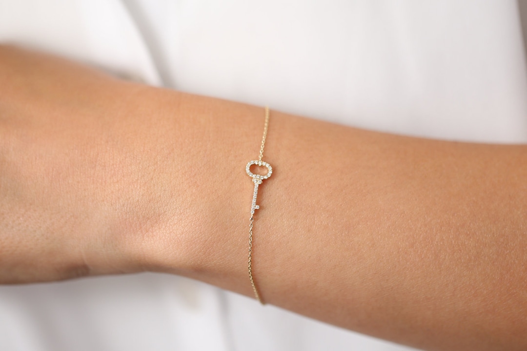 Buy Gold Bracelet / Diamond Key Bracelet / Diamond Bracelet / Dainty ...