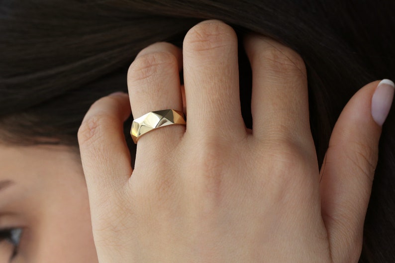 Gold Ring / 14k Solid Gold Statement Ring / Bold Gold Ring / - Etsy