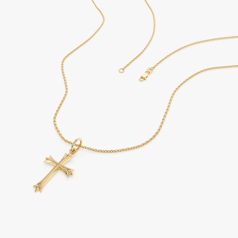 Gold Cross Necklace, 14k Gold Dainty Cross Pendant Necklace, Baptism ...