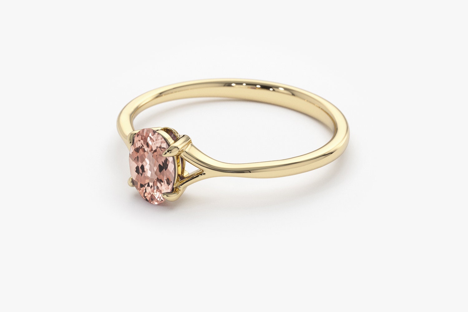 14k Gold Morganite Ring / Natural Morganite Promise Ring / Classic ...