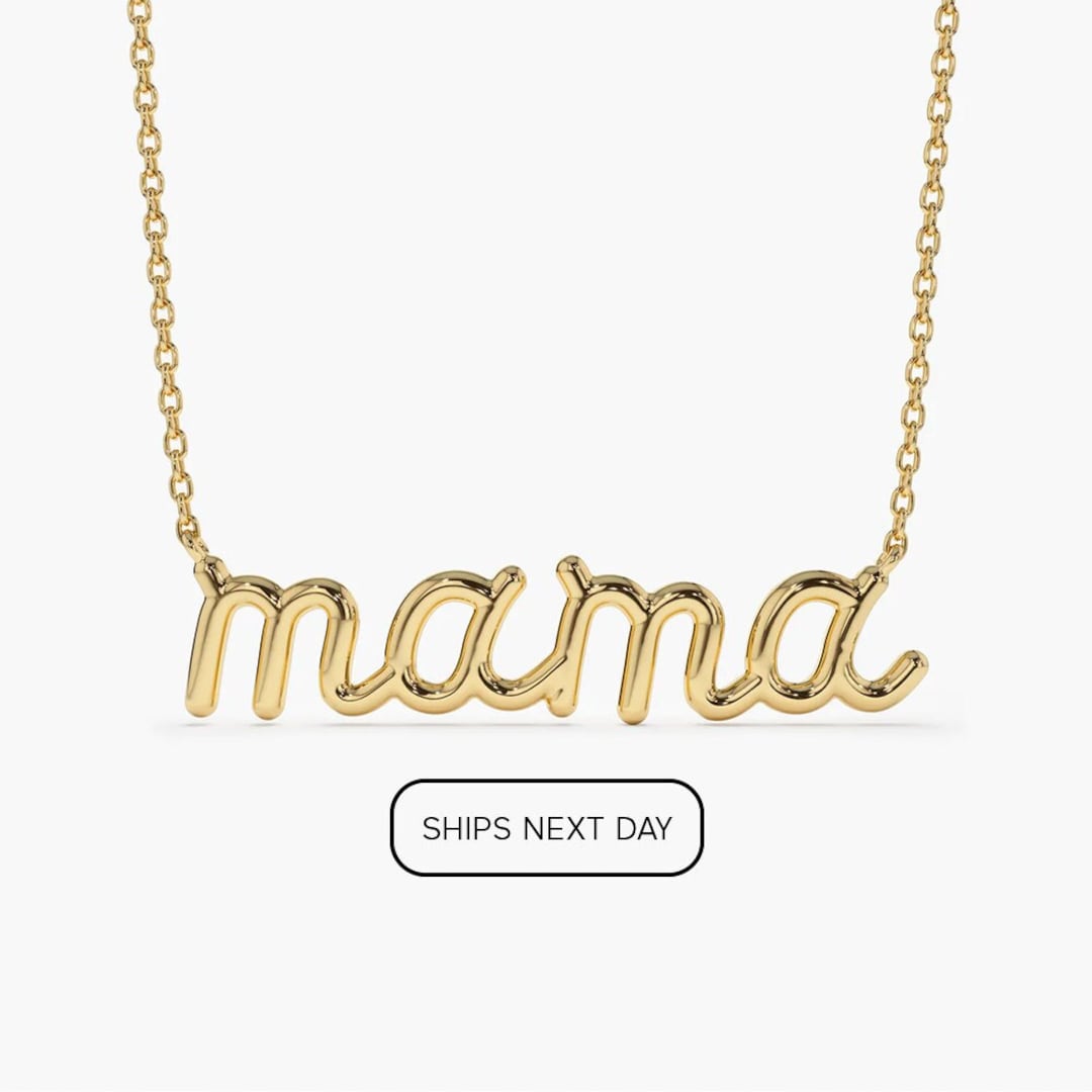 Gold Necklace / Mama Script Necklace / Mom Gift / Mother Necklace ...