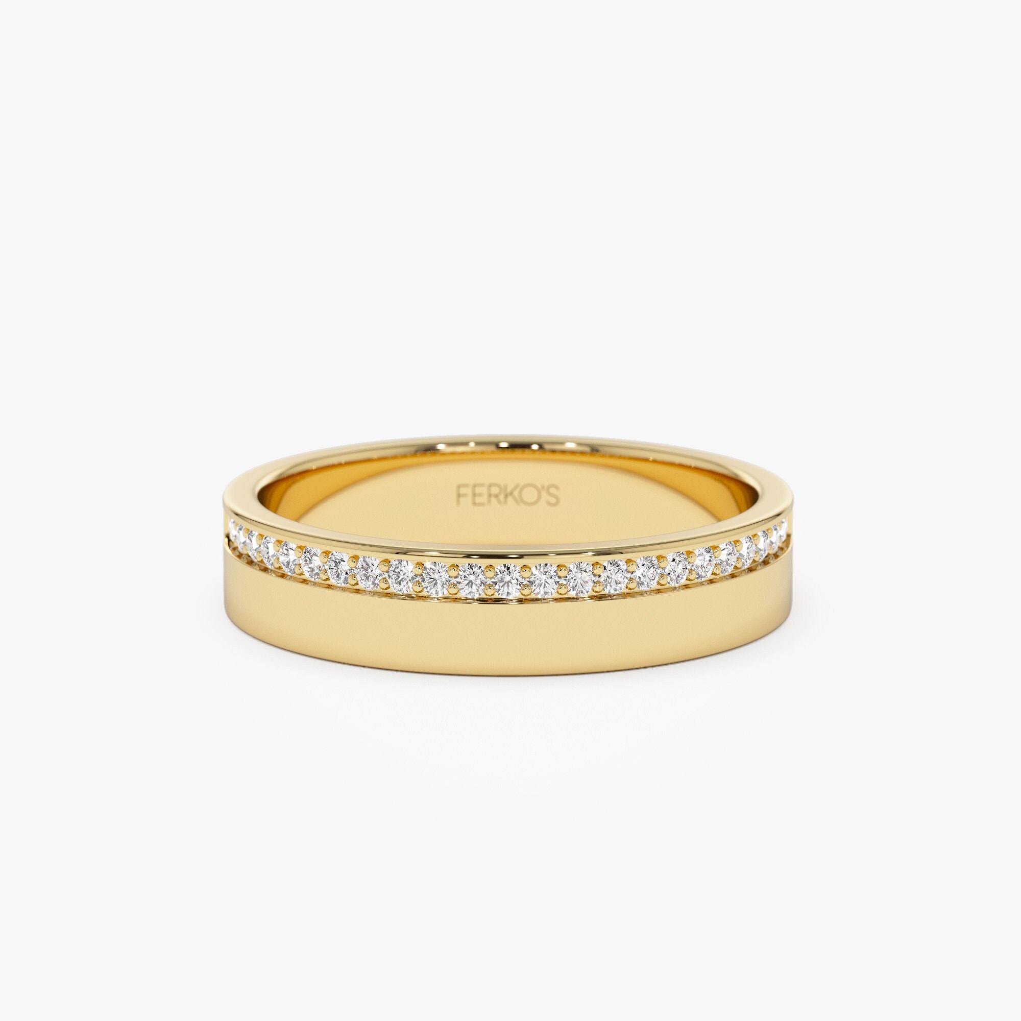 Diamond Ring, 14k Gold Half Eternity Diamond Wedding Band, Half Diamond ...