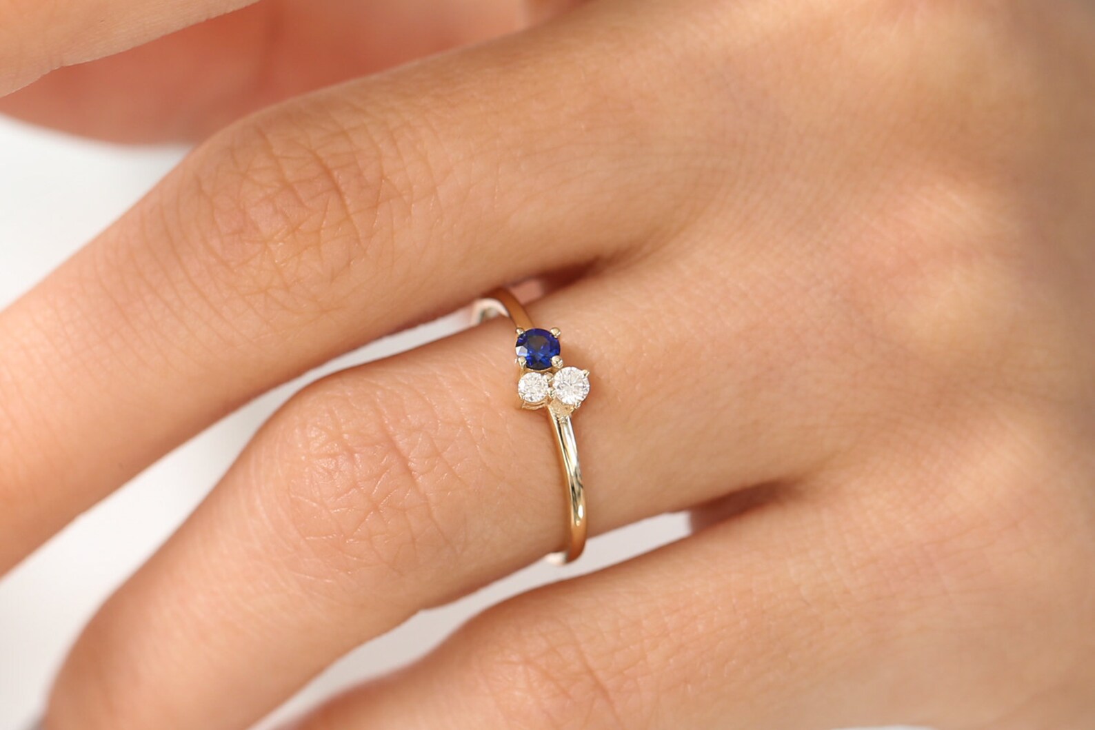 Sapphire and Diamond Ring Stackable Ring in 14k Gold / Natural - Etsy