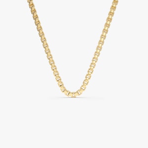 Box Chain, 14K Solid Gold Box Chain Necklace, 1.25mm, 1.75mm, 2.00mm ...