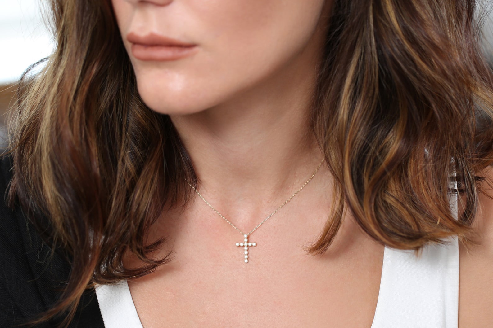 Cross Necklace / Diamond Cross / 14k Gold Diamond Cross | Etsy