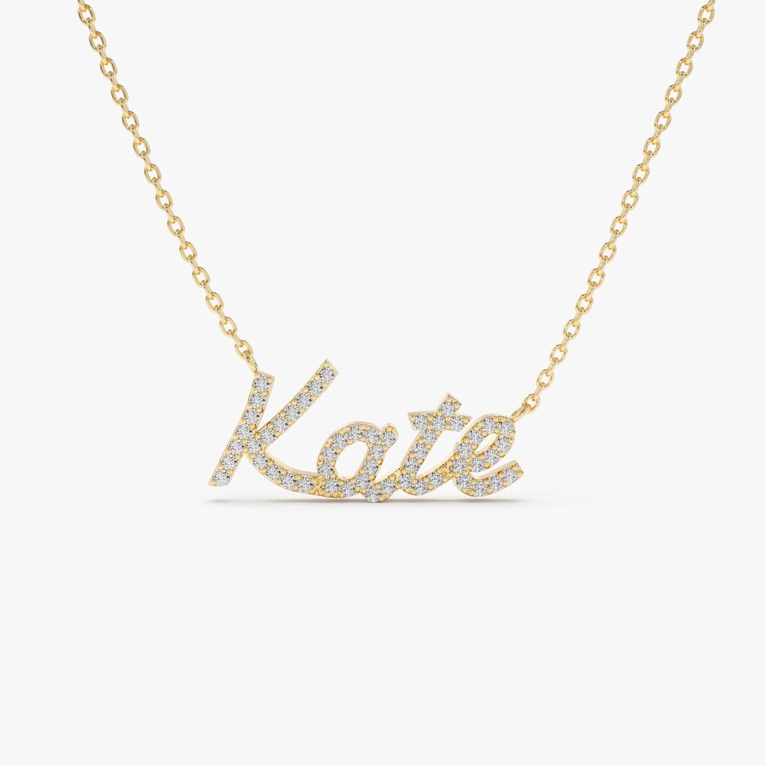 Diamond Name Necklace, 14k Gold Personalized Diamond Name Necklace, My ...