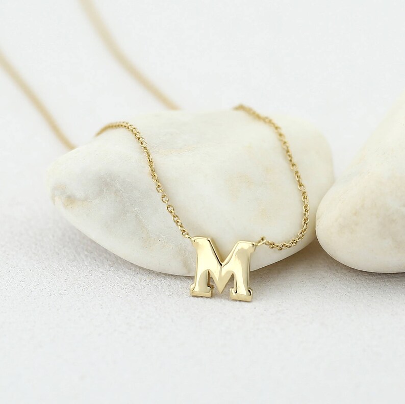 Small Initial Necklace 14k Gold/ Initial Necklace / 14k Gold - Etsy
