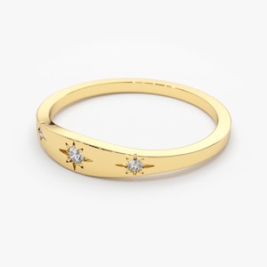 Star Setting Diamond Stacking Ring / 14k Gold Dainty Delicate Minimal ...