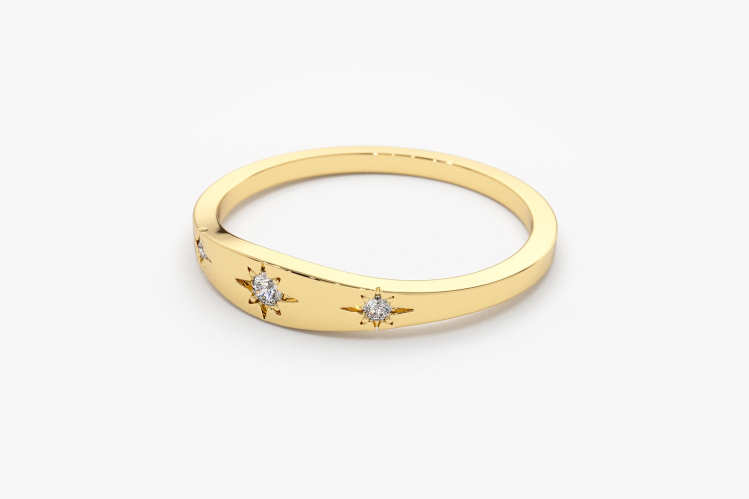 Star Setting Diamond Stacking Ring / 14k Gold Dainty Delicate - Etsy ...