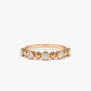 Diamond Wedding Band Round Diamond Bezel Setting in 14k Gold ...