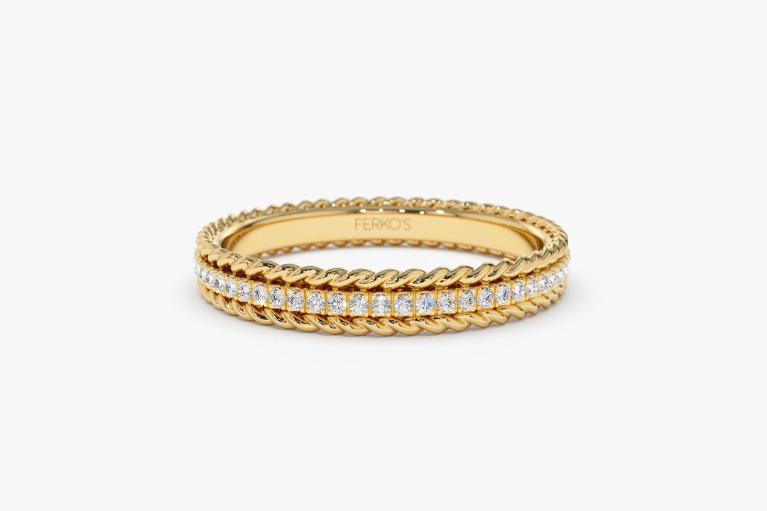 Diamond Eternity Ring / 14k Gold Diamond Stackable Ring Set / - Etsy