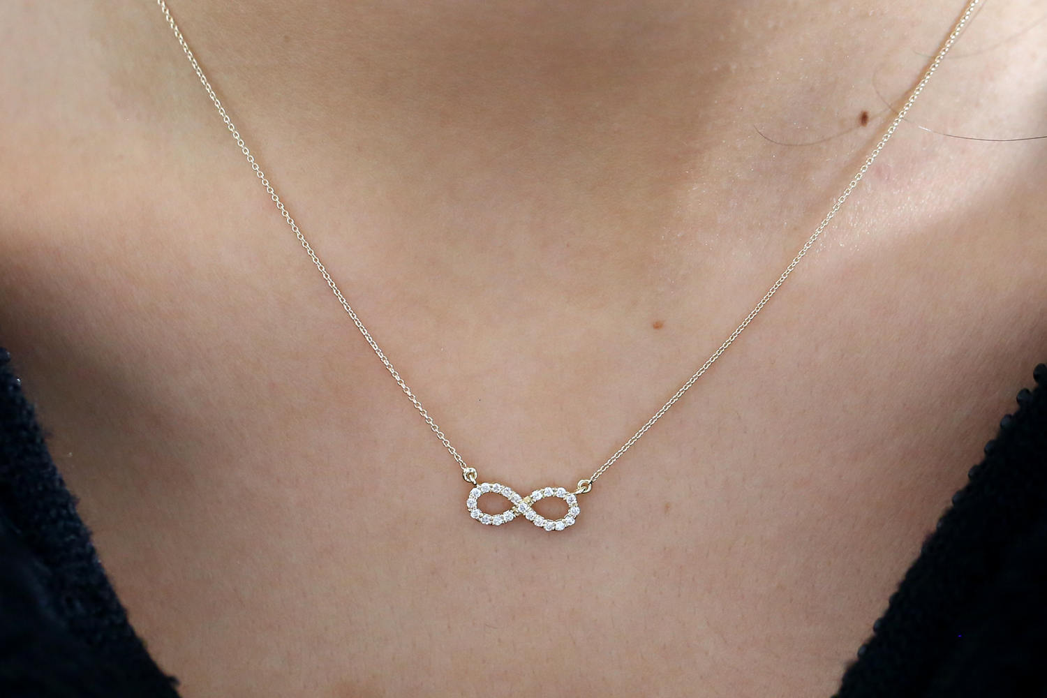 Diamond Infinity Necklace in 14K Gold / Infinity Charm / - Etsy